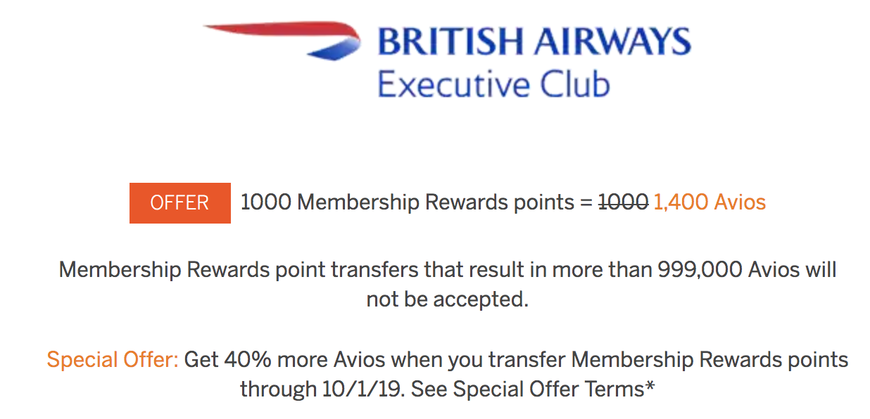 Amazing Deal! 40% Bonus for Transferring Membership Reward Points to ...